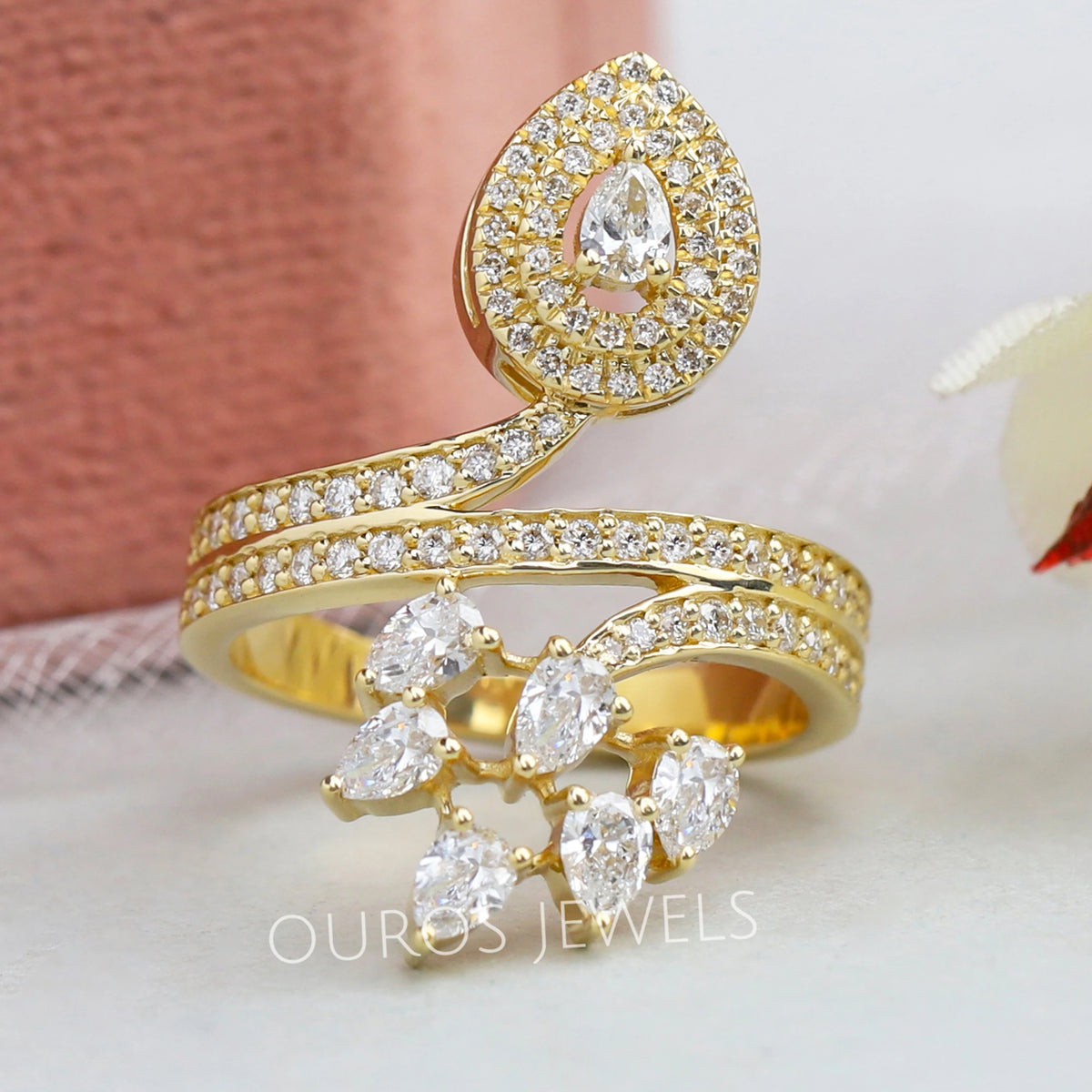 Pear Diamond Bypass Engagement Ring — Ouros Jewels