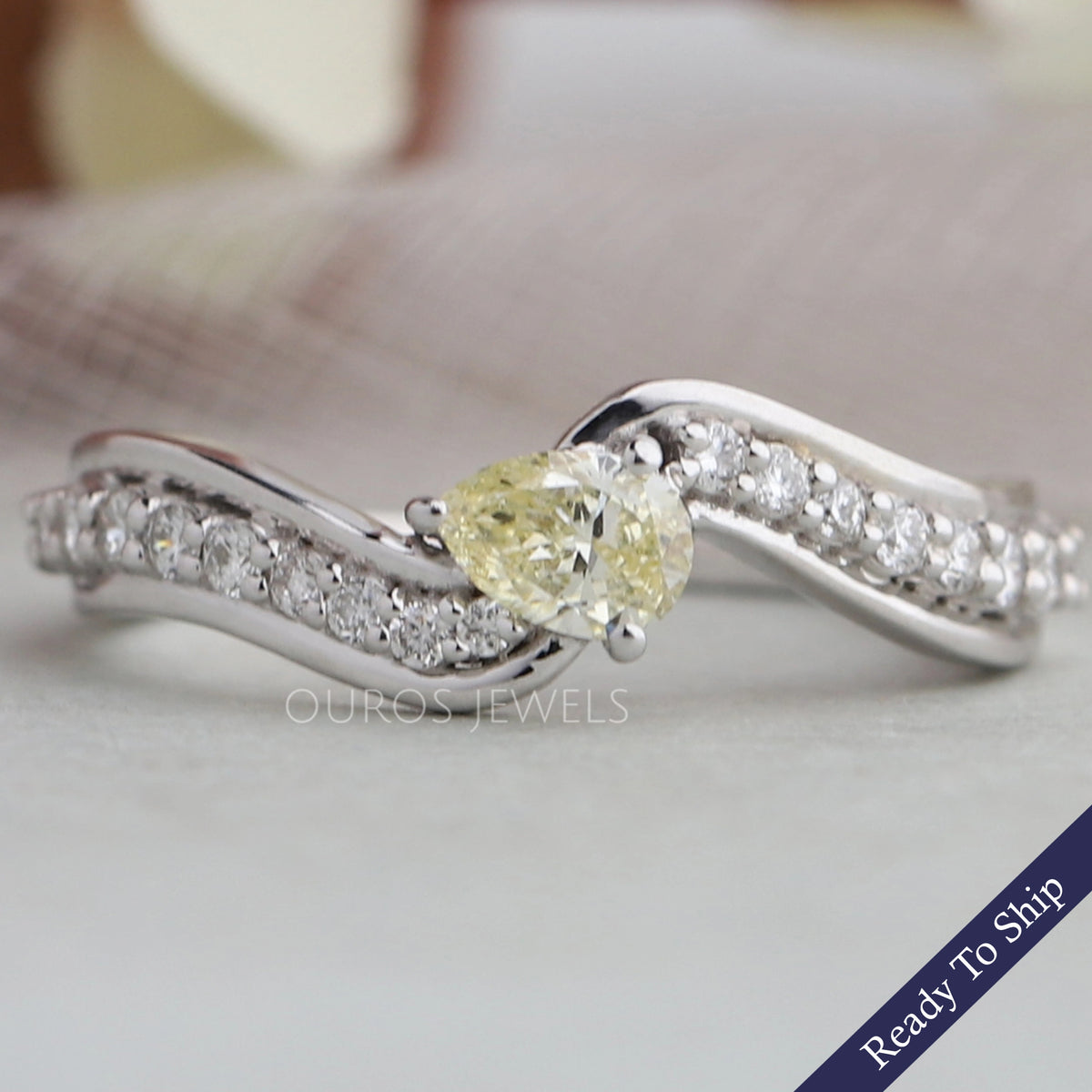 Yellow Pear Shaped Diamond Ring | Ouros Jewels