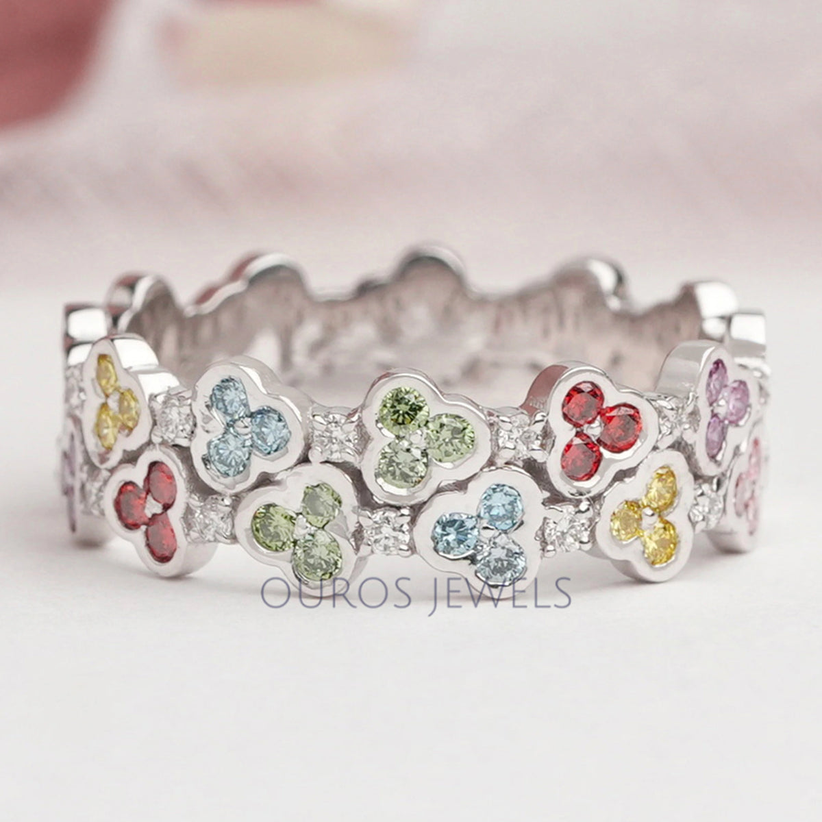 Rainbow Colored Diamond Wedding Ring | Ouros Jewels