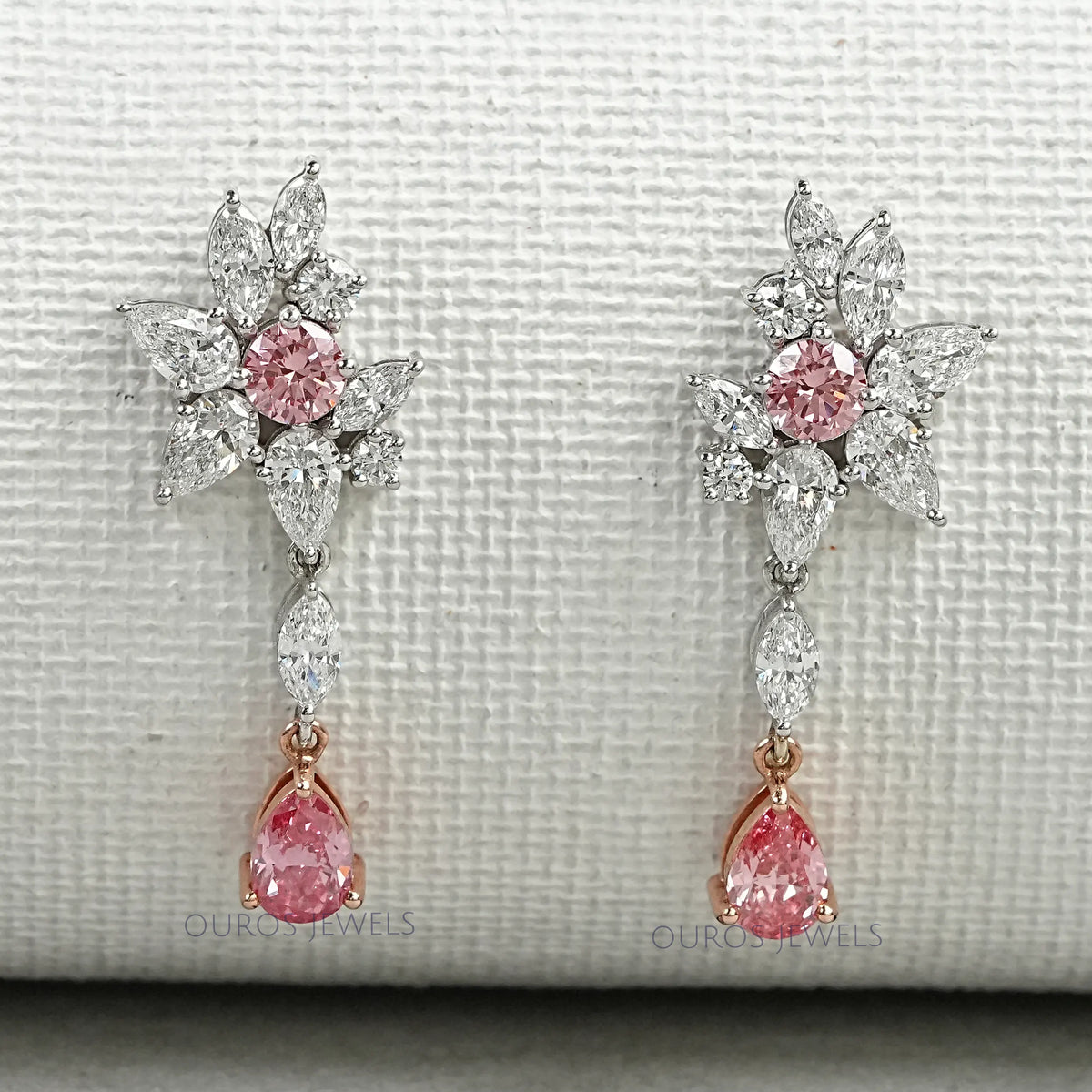 Mixed Shape Diamond Cluster Earrings — Ouros Jewels